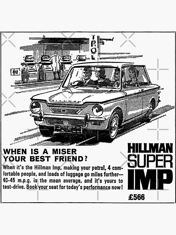 "HILLMAN IMP" Sticker for Sale by ThrowbackMotors | Redbubble