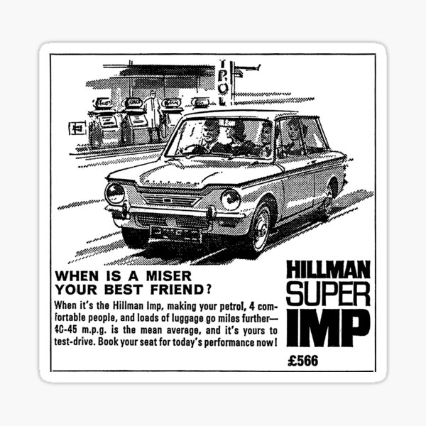 "HILLMAN IMP" Sticker for Sale by ThrowbackMotors | Redbubble