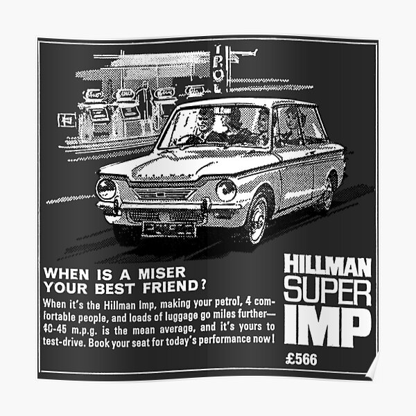 "HILLMAN IMP" Poster for Sale by ThrowbackMotors | Redbubble