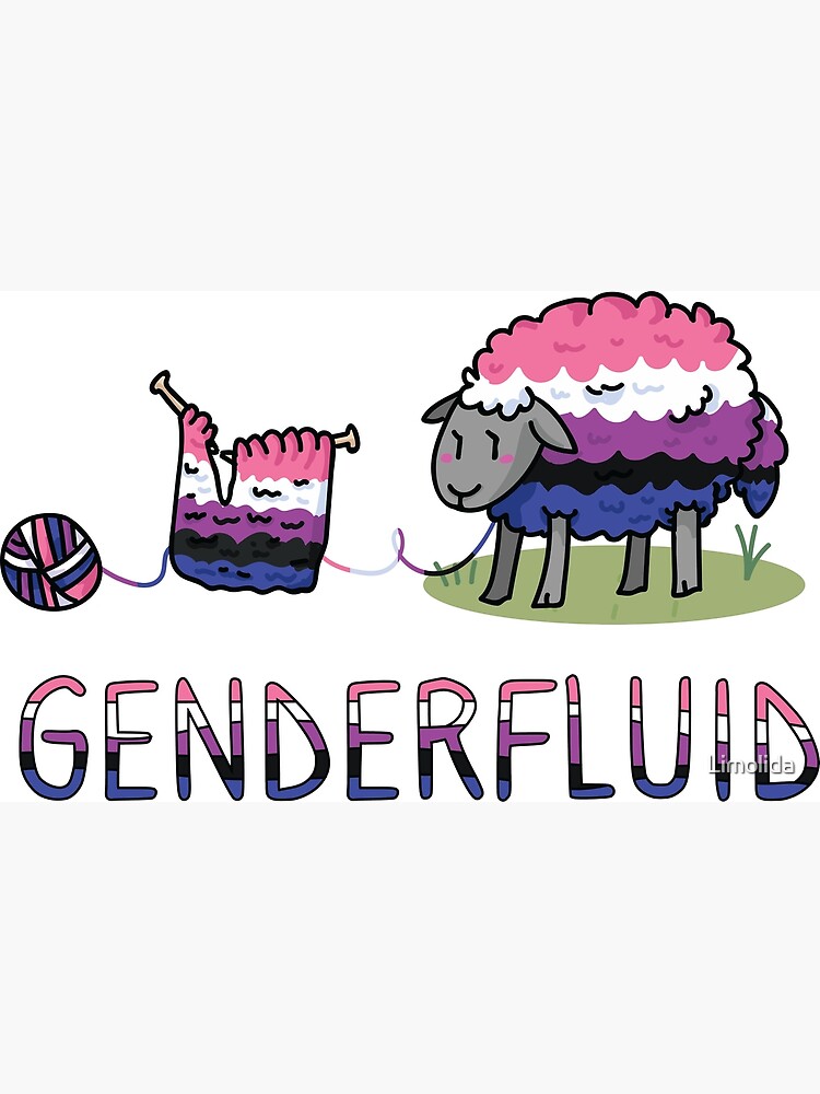 "Cute gender fluid fluffy sheep cartoon vector illustration motif set ...