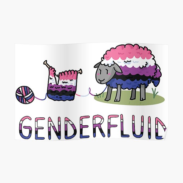 "Cute gender fluid fluffy sheep cartoon vector illustration motif set ...