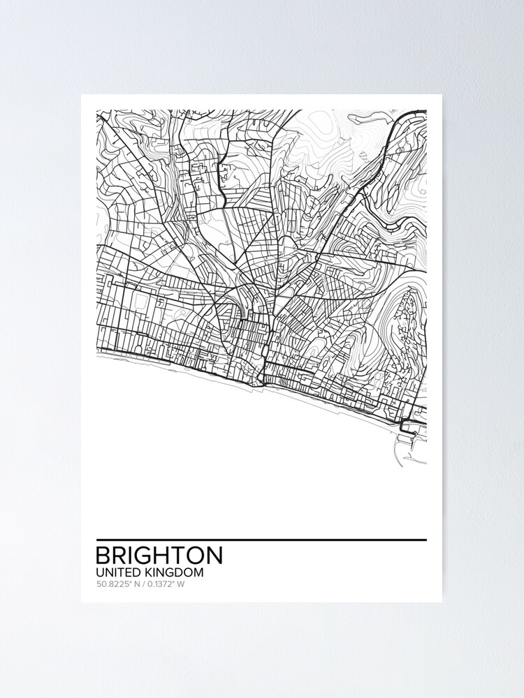 "Brighton map poster print wall art, United Kingdom gift printable ...