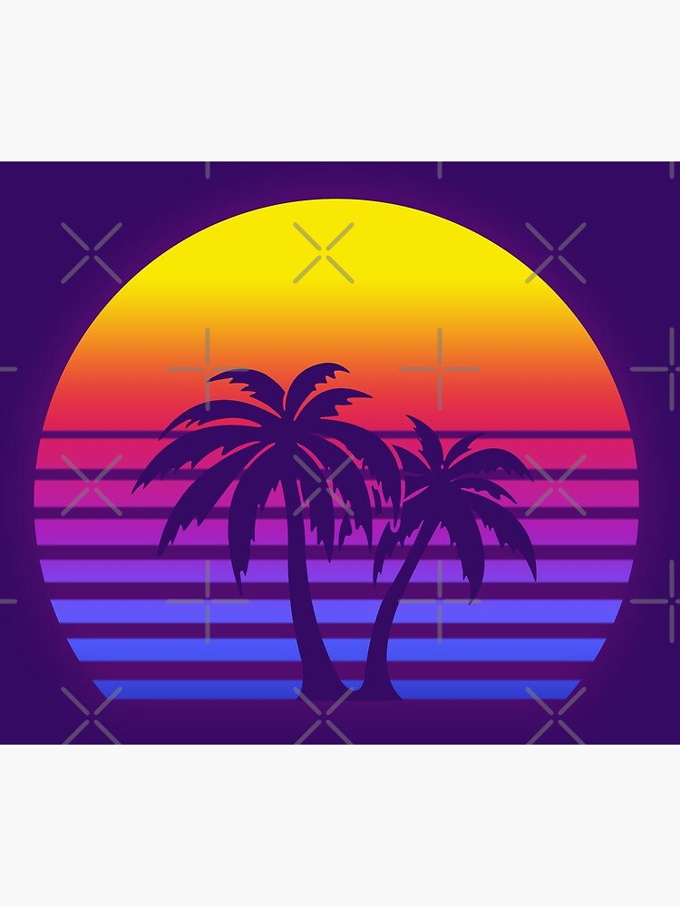 "Synthwave Sun Palm Trees" Canvas Print by christopper | Redbubble