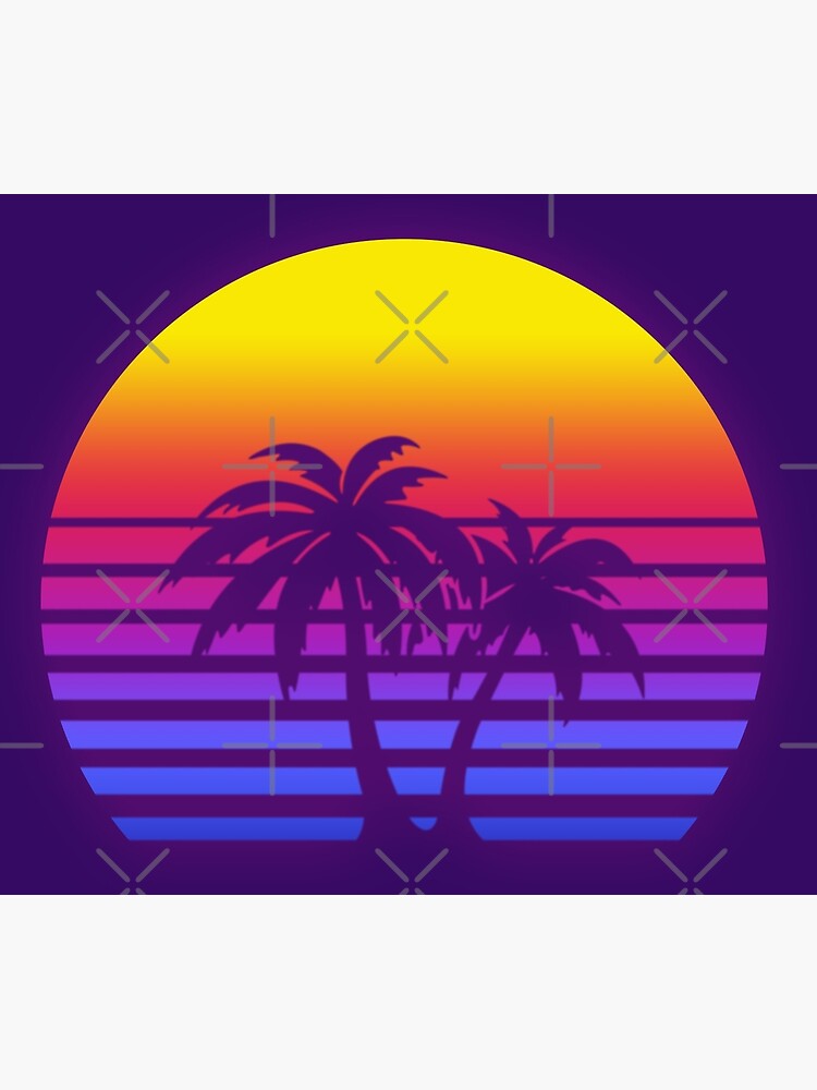 "Synthwave Sun Palm Trees" Metal Print for Sale by christopper | Redbubble