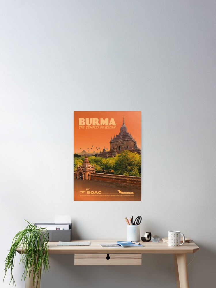 "Vintage-Style Bagan Travel Poster" Poster for Sale by travelwitheric ...