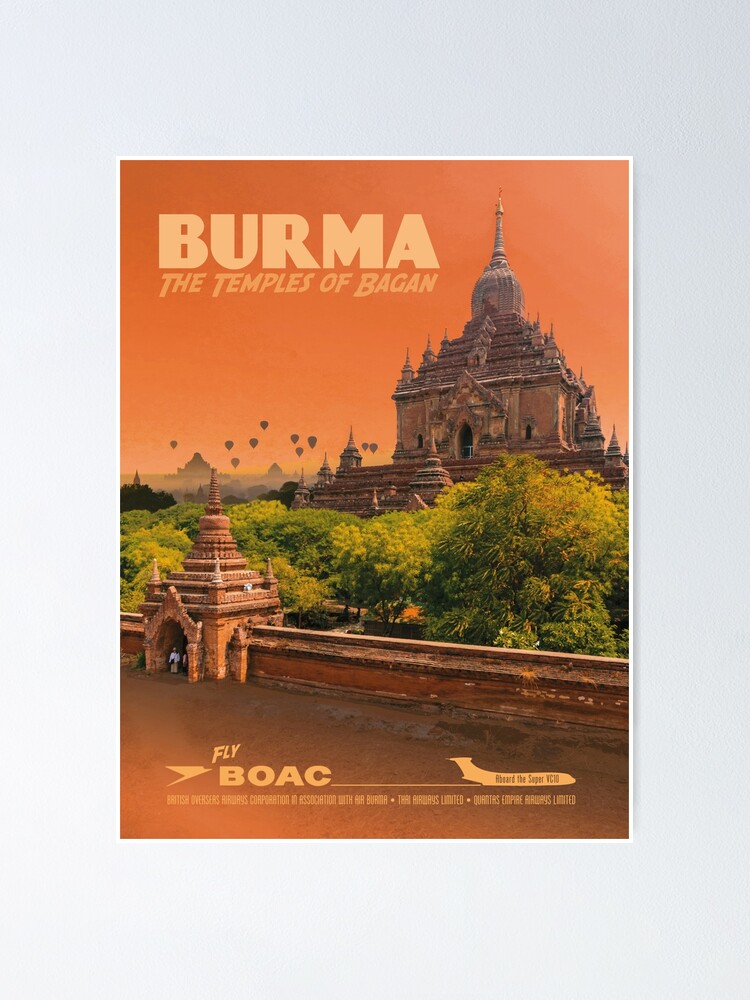 "Vintage-Style Bagan Travel Poster" Poster for Sale by travelwitheric ...