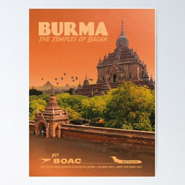 "Vintage-Style Bagan Travel Poster" Poster for Sale by travelwitheric ...