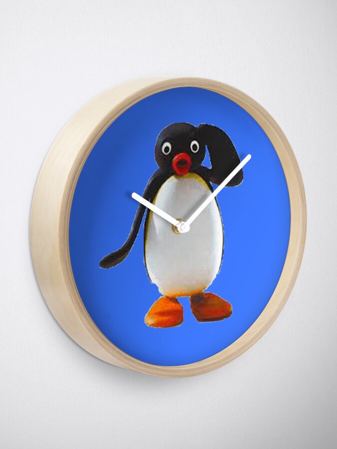 "Surprised Pingu" Clock by Kurkings | Redbubble