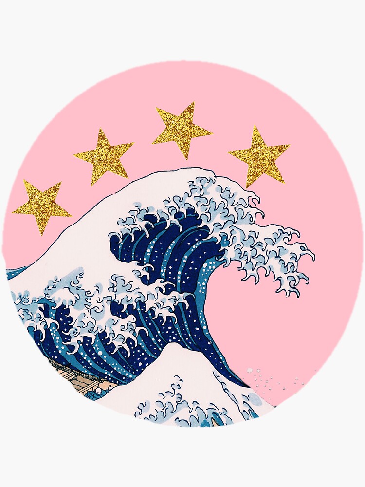 "Pink Great Wave Sticker" Sticker by Skyblue843 | Redbubble