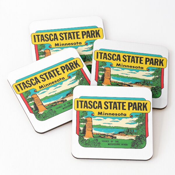"Itasca State Park Minnesota Vintage Travel Decal" Coasters (Set of 4 ...