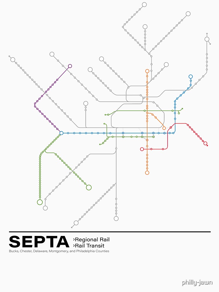 "SEPTA Transit Map" T-shirt for Sale by philly-jawn | Redbubble ...