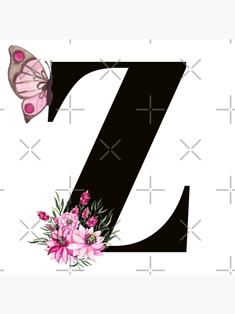 "letter z alphabet monogram pink flower and butterfly" Poster for Sale ...