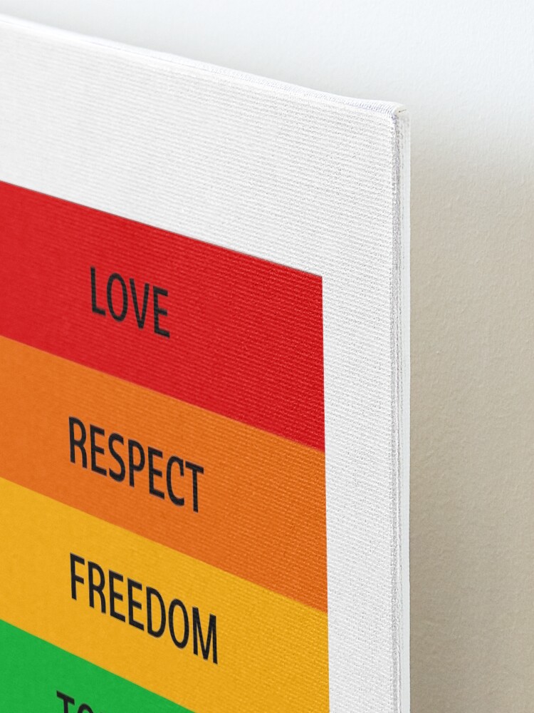 "Pride Flag - Love Respect Freedom Tolerance Equality Pride" Mounted ...