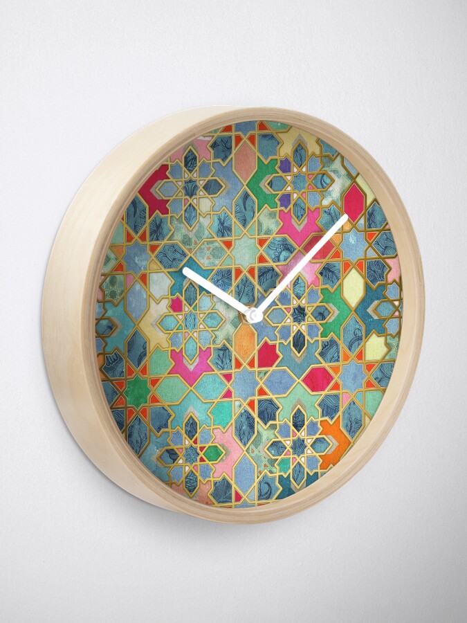 "Gilt & Glory - Colorful Moroccan Mosaic" Clock for Sale by micklyn ...