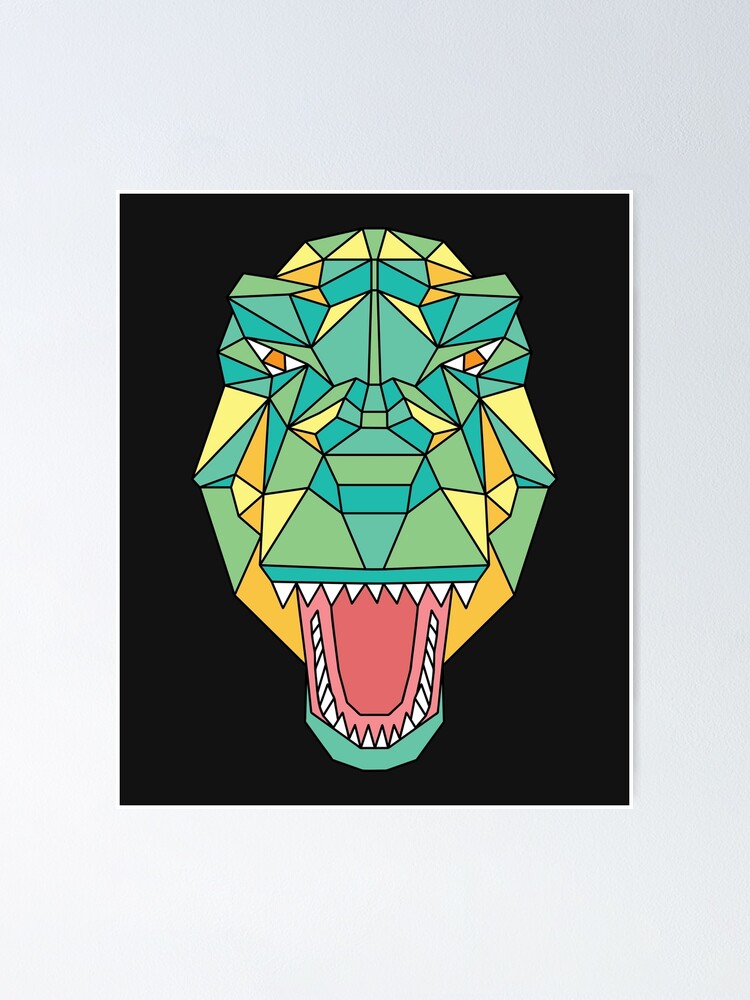 "T-Rex Head Geometric Dinosaur " Poster by jaygo | Redbubble