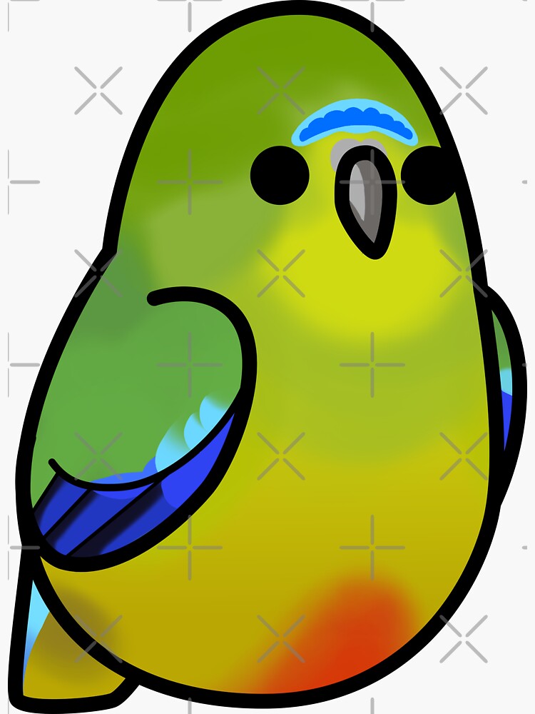 "Too Many Birds! - Orange Bellied Parrot" Sticker by MaddeMichael ...