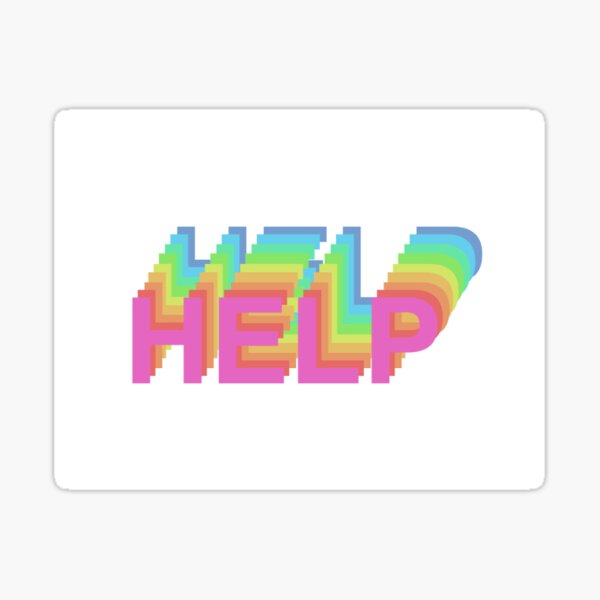 "Multicoloured Help" Sticker for Sale by SageMarlee | Redbubble