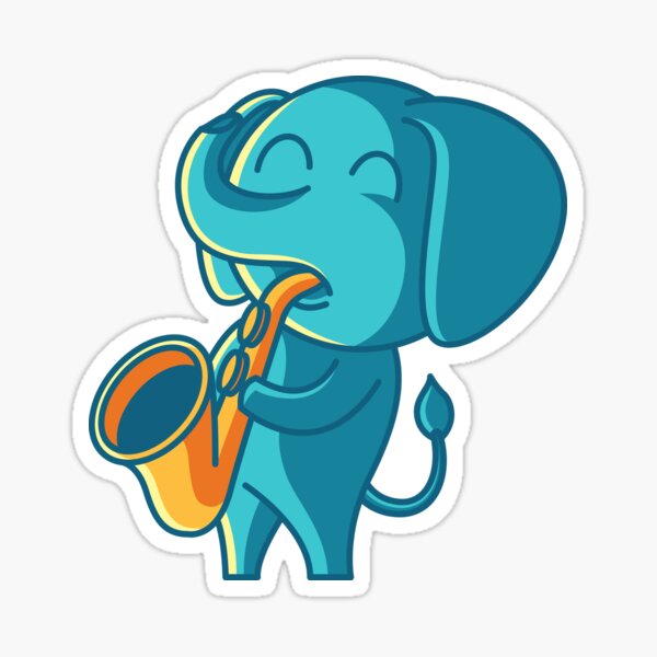"Elephant plays saxophone" Sticker for Sale by tonstan | Redbubble