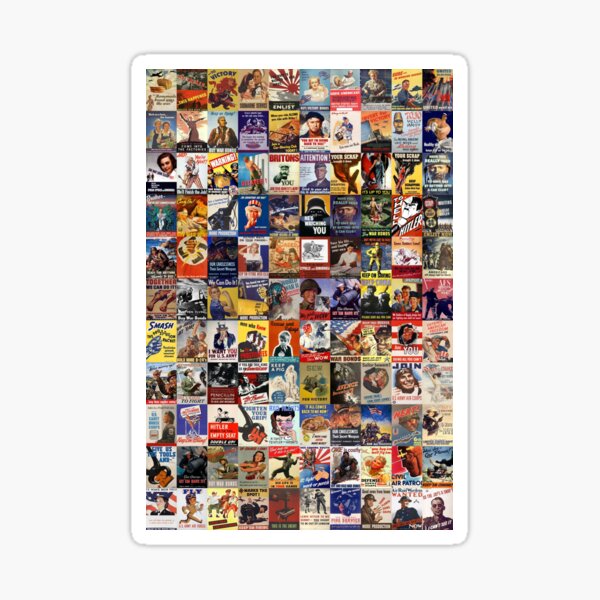 "World War II Posters" Sticker for Sale by Montage-Madness | Redbubble