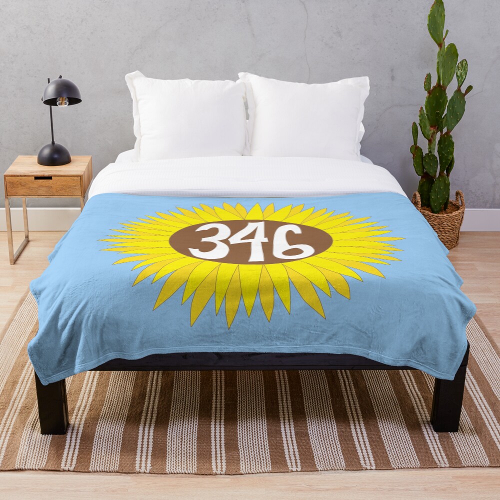 "Hand Drawn Texas Sunflower 346 Area Code" Throw Blanket by itsrturn ...