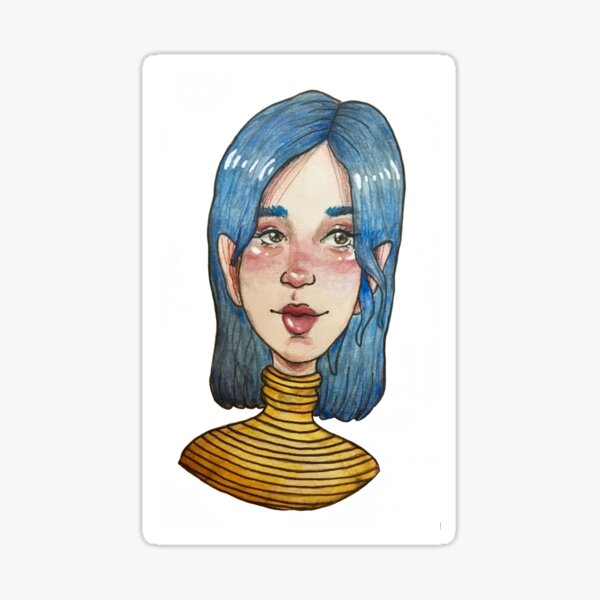 "Blue Haired Girl" Sticker for Sale by demurewitch | Redbubble