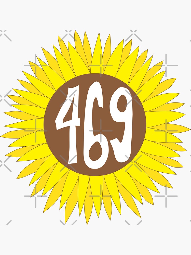 "Hand Drawn Texas Sunflower 469 Area Code" Sticker by itsrturn | Redbubble