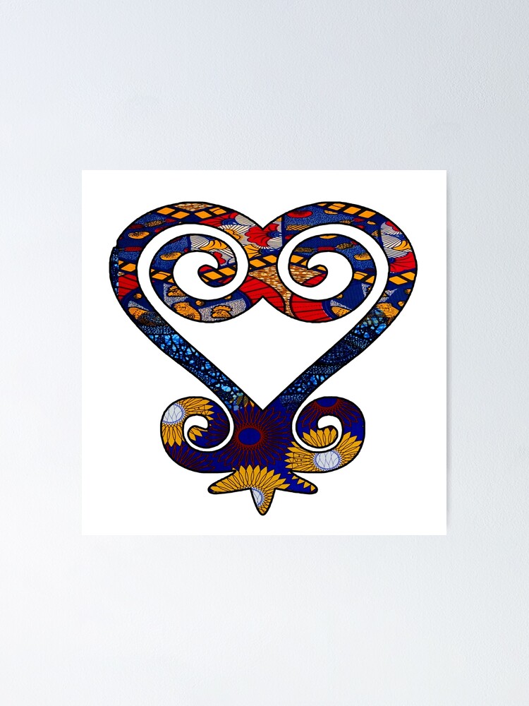 "Primary Color Floral African Print Sankofa Heart" Poster by artbyomega ...