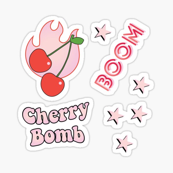 "Pink Cherry Bomb Flaming Sticker Pack" Sticker for Sale by The-Goods ...