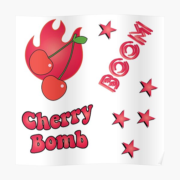 "Red Cherry Bomb Flaming Sticker Pack" Poster for Sale by The-Goods ...