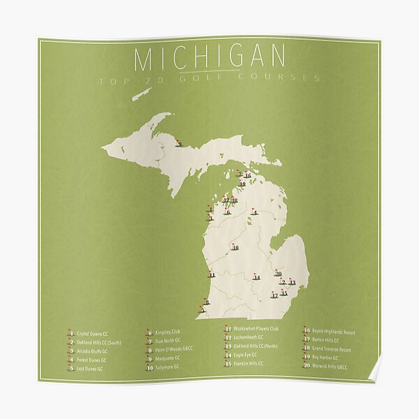"Michigan Golf Courses" Poster for Sale by FinlayMcNevin | Redbubble