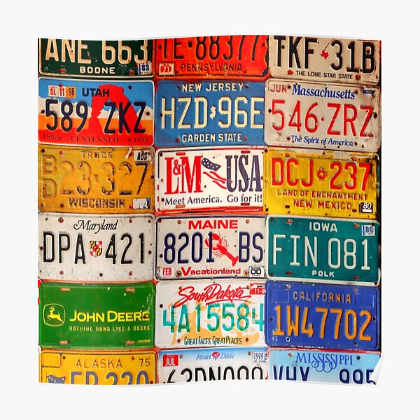 "United States License Plates Art America" Poster by mwagie | Redbubble