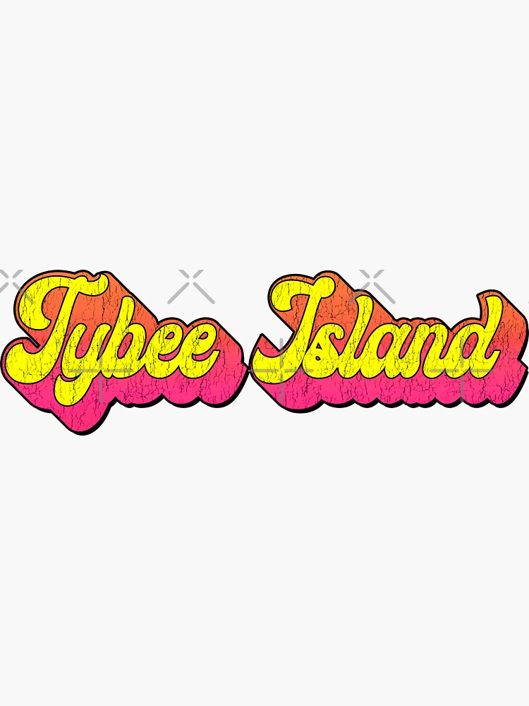 "Tybee Island Georgia Laptop Bumper Typography 80's Distressed" Sticker ...