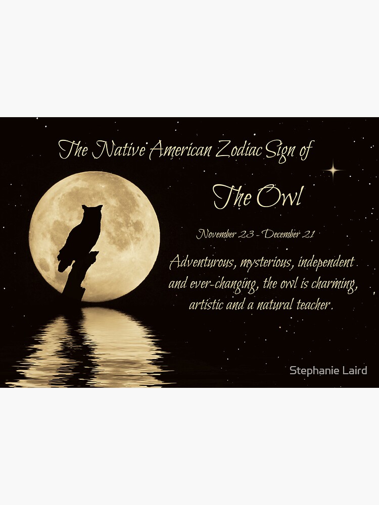 "Native American Zodiac Sign of the Owl" Sticker by LazyL | Redbubble