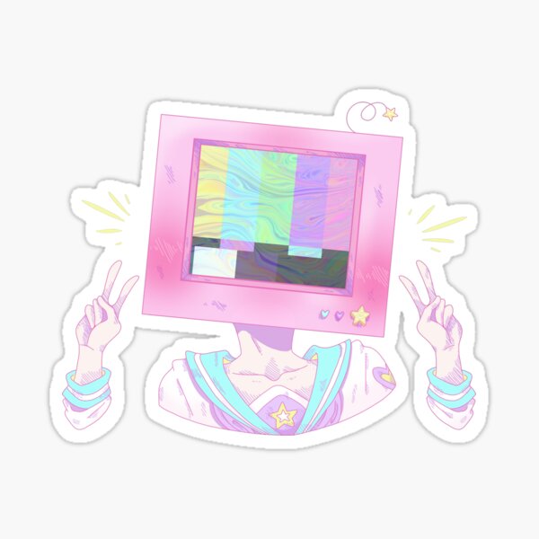"Pastel TV Head" Sticker for Sale by quiltednorthern | Redbubble
