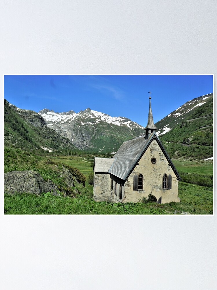 "Anglican Chapel Gletsch Switzerland " Poster for Sale by clizzio ...