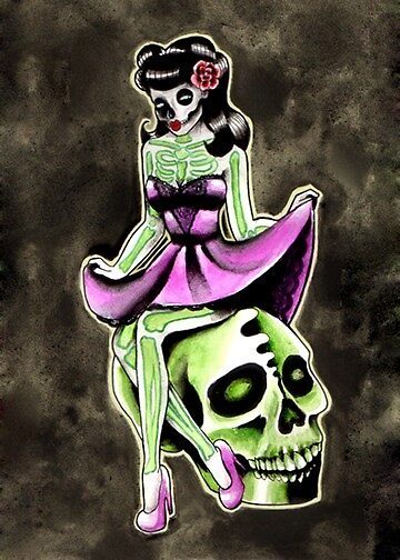 "Pinup Ghouls Series - Skeleton" by MissCarissaRose | Redbubble