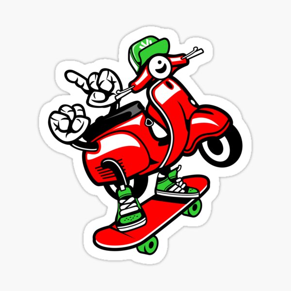 "Scooter Skater Cartoon" Sticker by masum8282 | Redbubble