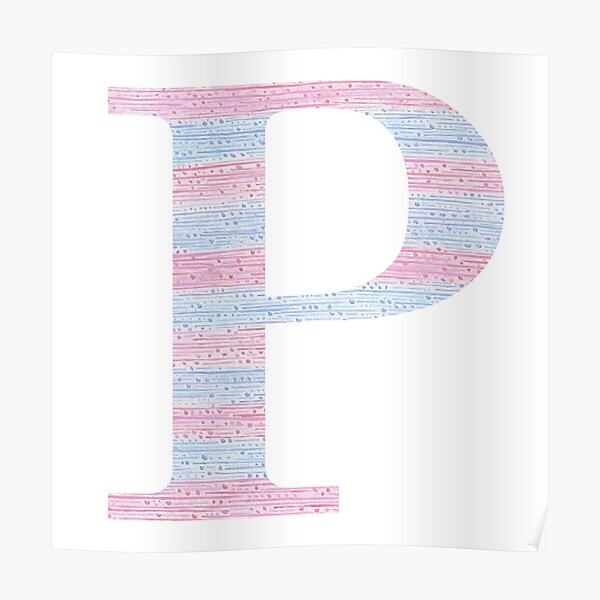 Póster «Letra P azul y rosa puntos y guiones inicial de monograma» de ...