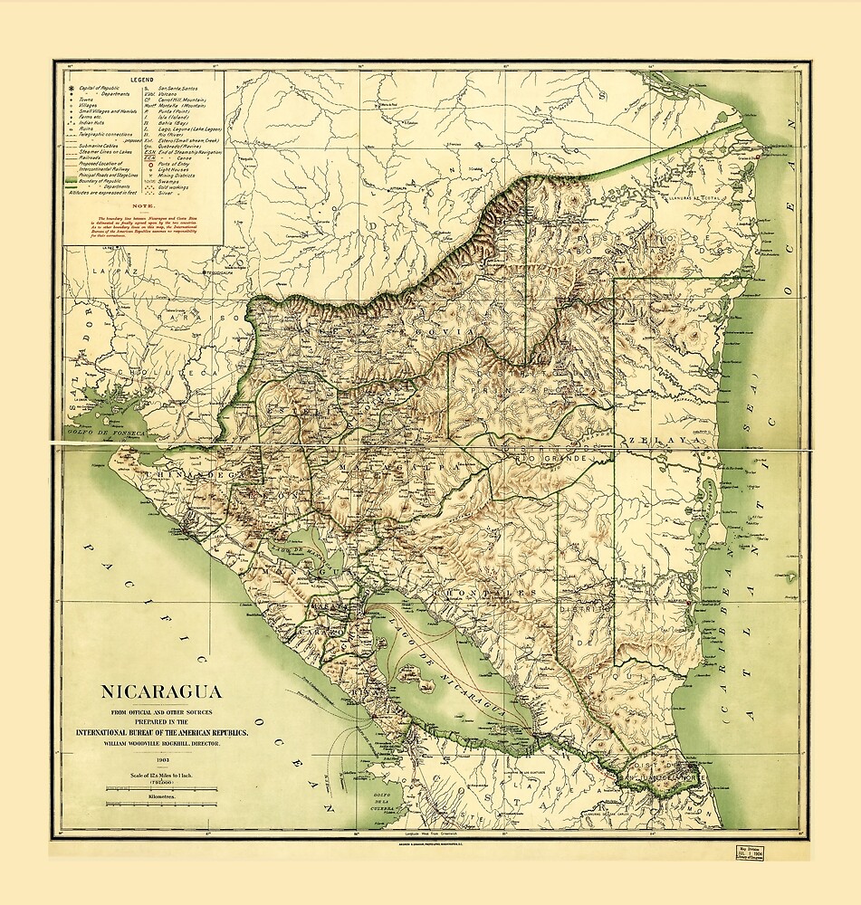 "Map of Nicaragua (1903)" by allhistory | Redbubble