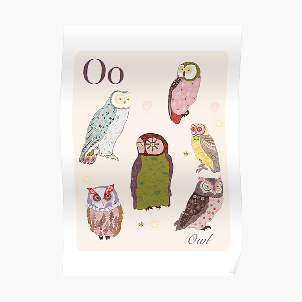 "alphabet poster - owls" by whatmilk | Redbubble