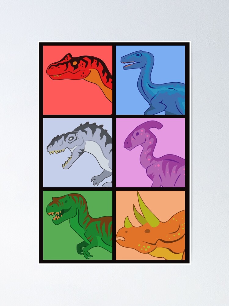 "Dinosaur Squares" Poster by thekohakudragon | Redbubble