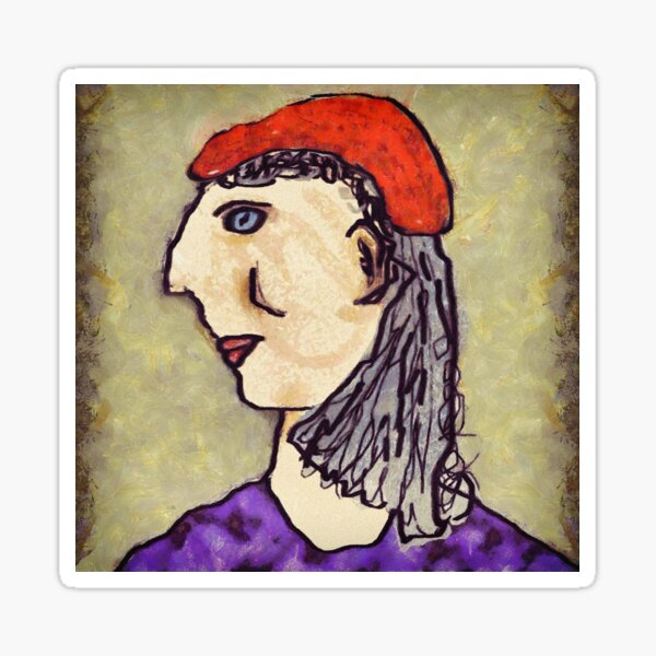 "Lady in red hat" Sticker for Sale by Albert | Redbubble
