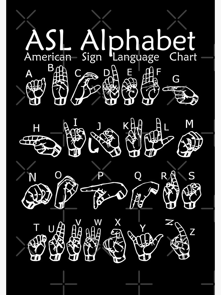 "ASL American Sign Language Alphabet Chart" Spiral Notebook for Sale by ...