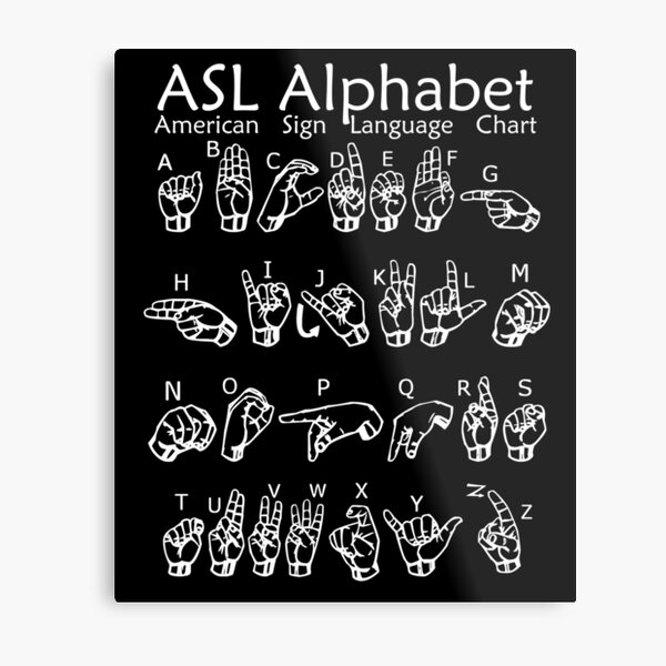 "ASL American Sign Language Alphabet Chart" Metal Print by kevinobrien ...
