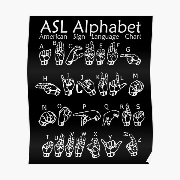 "ASL American Sign Language Alphabet Chart" Poster by kevinobrien ...