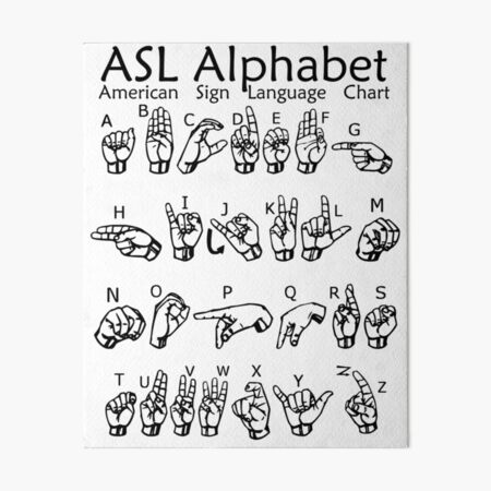 "ASL Alphabet American Sign Language Chart" Art Board Print by ...