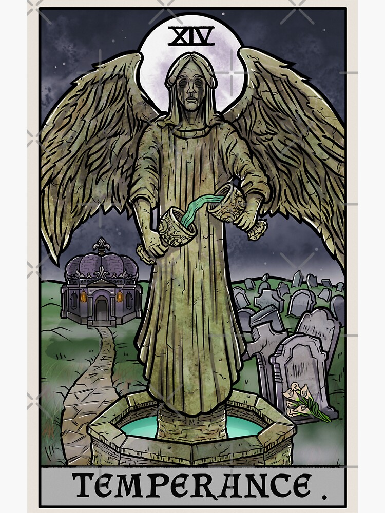"Temperance Tarot Card Halloween Gothic Creepy Crying Angel Statue ...