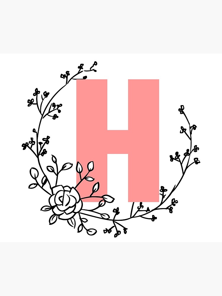 Lámina fotográfica «Monograma de la letra H rosa con corona floral» de ...
