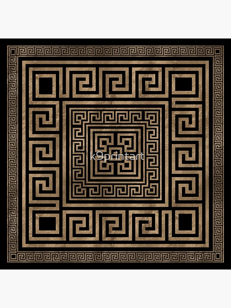 "Greek Key Ornament - Greek Meander -Gold on Black" Poster by ...