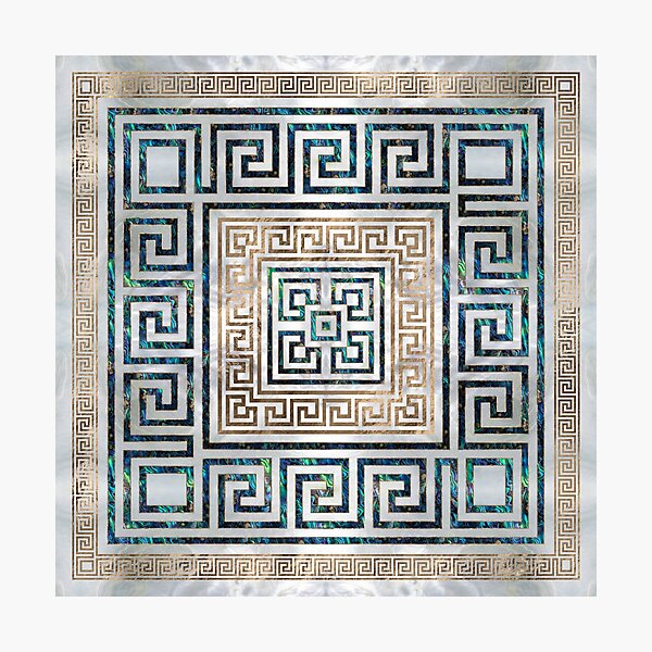 "Greek Key Ornament - Greek Meander -Abalone and gold" Photographic ...